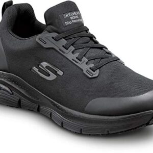 Skechers Work Arch Fit Jake, Men's, Black, Slip On Athletic Style, MaxTrax Slip Resistant, Soft Toe Work Shoe (9.0 M)