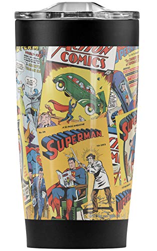 Logovision Superman Comic Covers Stainless Steel Tumbler 20 oz Coffee Travel Mug/Cup, Vacuum Insulated & Double Wall with Leakproof Sliding Lid | Great for Hot Drinks and Cold Beverages