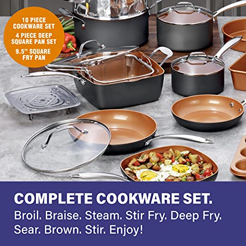 Gotham Steel Pro 20 Piece Pots & Pans Set | Hard Anodized Complete Cookware Set + Bakeware Set, Ultra Nonstick Ceramic Copper Coating, Chef Grade Quality, Metal Utensil Safe, Oven & Dishwasher Safe