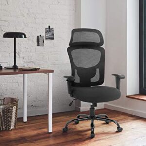 Big and Tall Office Chair Ergonomic Chair 400lbs Wide Seat Executive Desk Chair with Lumbar Support Adjustable Armrest Headrest High Back Mesh Computer Chair Rolling Swivel Task Chair(Black)