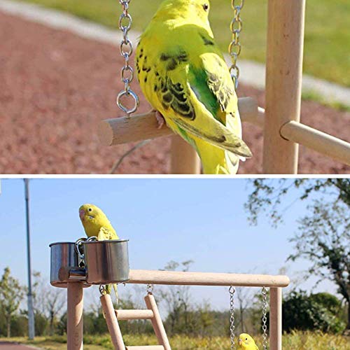 TangXSTAR Bird Training Rack Desktop Parrot Play Stand Cockatiel Playground Wood Playpen with Ladder Swing Toys Include a Tray for Parakeets African Conures Cockatiel Cockatoos Parrotlets Finch