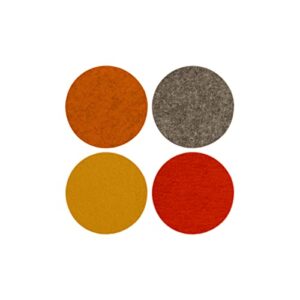 graf lantz bierfilzl 100% merino wool moisture wicking, absorbent felt coasters, round, multi-color set of 4, flame