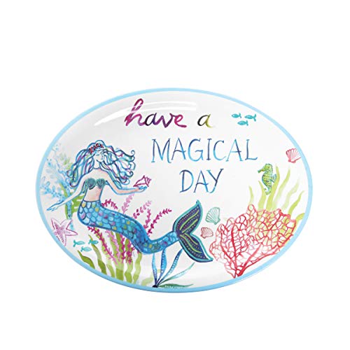 Beachcombers Mermaid Garden Platter Nautical Beach House Kitchen Blue Mermaids