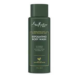 sheamoisture men body wash cleanser to exfoliate and stimulate skin himalayan salt and volcanic ash exfoliating 15 fl oz