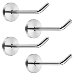 4pcs long coat hook bath towel wall hook heavy duty robe hanger single wall mount hooks stainless steel modern bathroom closet wall hangers for entryway door bedroom kitchen wardrobe, brushed nickel