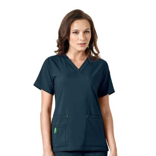 Carhartt womens Women's Force Modern Fit Chest Pocket Top Medical Scrubs, Navy, Large US