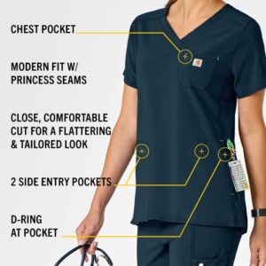 Carhartt womens Women's Force Modern Fit Chest Pocket Top Medical Scrubs, Navy, Large US