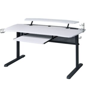 Acme Furniture Vildre Gaming Table, 59 in x 28 in x 33 in, Black & White Finish