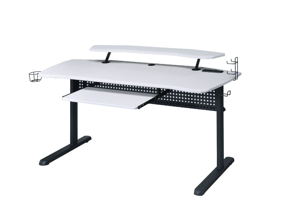 Acme Furniture Vildre Gaming Table, 59 in x 28 in x 33 in, Black & White Finish