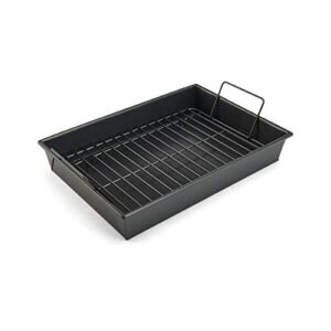 chicago metallic pro non-stick roast and broil baking pan with rack, 13-inch-by-9-inch, dark gray