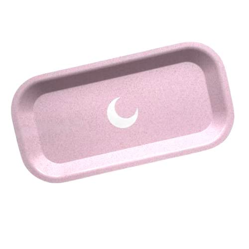 Brando Moon Small Tray - Pink Lightweight Plant Based Tray - Made from Plants - Eco Friendly Low Carbon Kitchen Tool - Curved Edges and Smooth Surface - Travel Size 8 x 4.1 inches