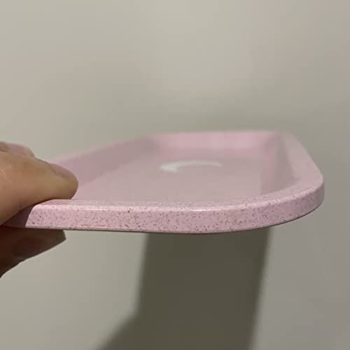 Brando Moon Small Tray - Pink Lightweight Plant Based Tray - Made from Plants - Eco Friendly Low Carbon Kitchen Tool - Curved Edges and Smooth Surface - Travel Size 8 x 4.1 inches