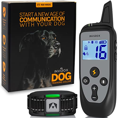 INVIROX Shock Collar for Large Dog [2023 Edition] 123 Levels Dog Training Collar with Remote 1100yd Range, Dog Shock Collar for Medium Dogs 100% Waterproof & Rechargeable Training Collar for Dogs