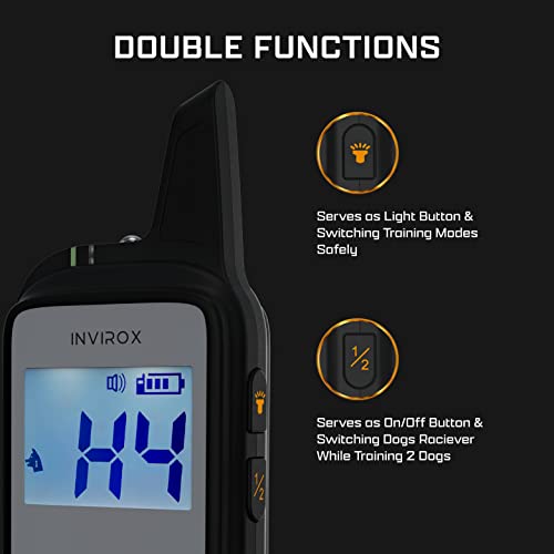 INVIROX Shock Collar for Large Dog [2023 Edition] 123 Levels Dog Training Collar with Remote 1100yd Range, Dog Shock Collar for Medium Dogs 100% Waterproof & Rechargeable Training Collar for Dogs