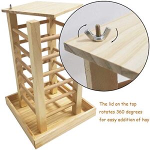 kathson Wooden Hay Feeder Rabbit Less Waste Food Feeding Rack Standing Pet-self Feeding Hay Manager Grass Holder Small Animals Cage Accessories for Bunny Chinchilla Guinea Pig