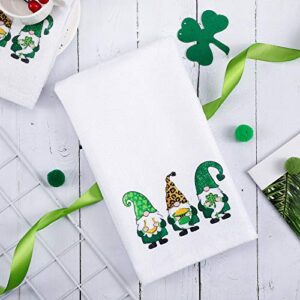 Boao 2 Pieces St. Patrick's Day Dishtowel Gnome Towel Shamrock Kitchen Dishcloth Decorative Bathroom Towel for Kitchen Home Supplies, 16 x 24 Inches