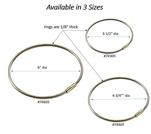 Lucky Line Pull-Apart 6" Tension Closure Steel Key Ring, 5 Pack (74605)