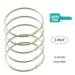 Lucky Line Pull-Apart 6" Tension Closure Steel Key Ring, 5 Pack (74605)