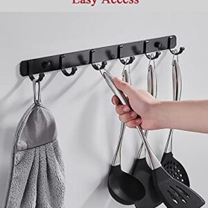 fammom CukAid Coat Rack Wall Mounted,Heavy Duty Metal Towel Hooks,Black Wall Coat Hook for Hanging Clothes,Cooking Tool,Towel,Wallets,Hat, Key,Bag. (Black, 6Hooks)