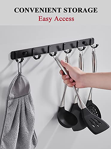 fammom CukAid Coat Rack Wall Mounted,Heavy Duty Metal Towel Hooks,Black Wall Coat Hook for Hanging Clothes,Cooking Tool,Towel,Wallets,Hat, Key,Bag. (Black, 6Hooks)