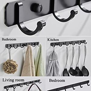 fammom CukAid Coat Rack Wall Mounted,Heavy Duty Metal Towel Hooks,Black Wall Coat Hook for Hanging Clothes,Cooking Tool,Towel,Wallets,Hat, Key,Bag. (Black, 6Hooks)