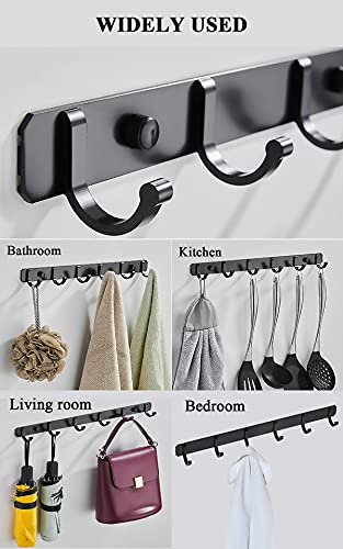 fammom CukAid Coat Rack Wall Mounted,Heavy Duty Metal Towel Hooks,Black Wall Coat Hook for Hanging Clothes,Cooking Tool,Towel,Wallets,Hat, Key,Bag. (Black, 6Hooks)