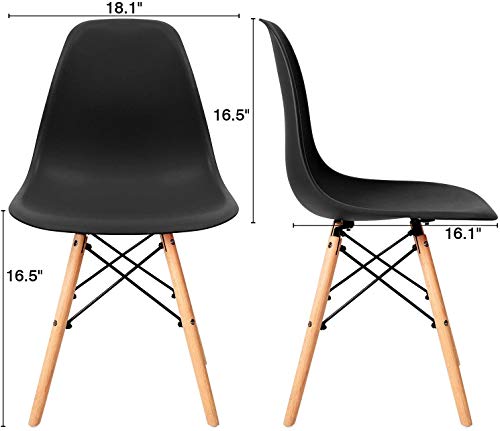 Furniwell Pre Assembled Modern Style Dining Chair Mid Century Modern DSW Chairs, Indoor Plastic Shell Lounge Plastic Chairs Side Chairs Set of 4 (Black)