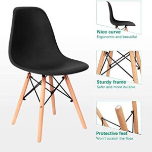 Furniwell Pre Assembled Modern Style Dining Chair Mid Century Modern DSW Chairs, Indoor Plastic Shell Lounge Plastic Chairs Side Chairs Set of 4 (Black)