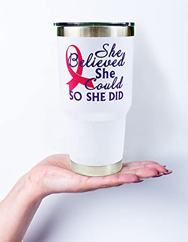 Breast Cancer Gifts for Women,Encouragement Gifts for Women,Christmas Gifts,She Believed She Could So She Did,Breast Cancer Tumbler,Breast Cancer Awareness Gifts for Women,Breast Cancer Survivor Gifts