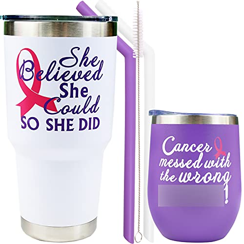 Breast Cancer Gifts for Women,Encouragement Gifts for Women,Christmas Gifts,She Believed She Could So She Did,Breast Cancer Tumbler,Breast Cancer Awareness Gifts for Women,Breast Cancer Survivor Gifts