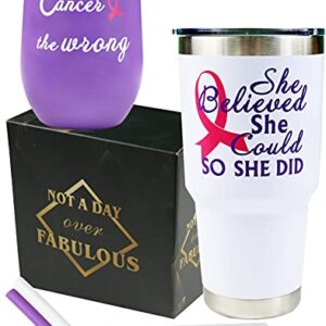 Breast Cancer Gifts for Women,Encouragement Gifts for Women,Christmas Gifts,She Believed She Could So She Did,Breast Cancer Tumbler,Breast Cancer Awareness Gifts for Women,Breast Cancer Survivor Gifts