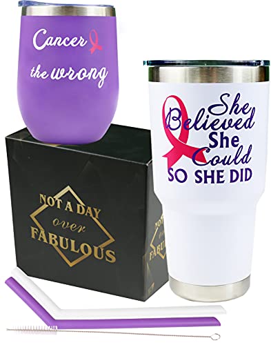 Breast Cancer Gifts for Women,Encouragement Gifts for Women,Christmas Gifts,She Believed She Could So She Did,Breast Cancer Tumbler,Breast Cancer Awareness Gifts for Women,Breast Cancer Survivor Gifts