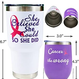 Breast Cancer Gifts for Women,Encouragement Gifts for Women,Christmas Gifts,She Believed She Could So She Did,Breast Cancer Tumbler,Breast Cancer Awareness Gifts for Women,Breast Cancer Survivor Gifts