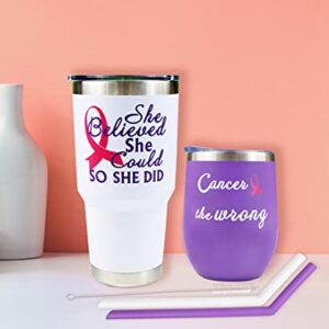 Breast Cancer Gifts for Women,Encouragement Gifts for Women,Christmas Gifts,She Believed She Could So She Did,Breast Cancer Tumbler,Breast Cancer Awareness Gifts for Women,Breast Cancer Survivor Gifts