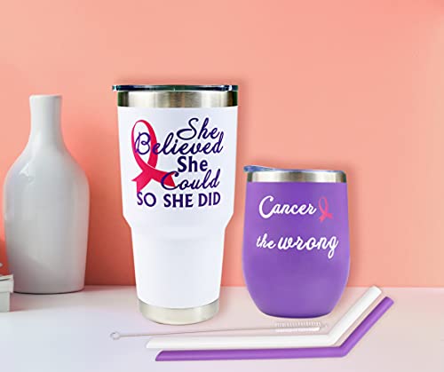 Breast Cancer Gifts for Women,Encouragement Gifts for Women,Christmas Gifts,She Believed She Could So She Did,Breast Cancer Tumbler,Breast Cancer Awareness Gifts for Women,Breast Cancer Survivor Gifts