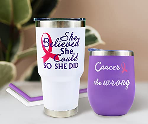 Breast Cancer Gifts for Women,Encouragement Gifts for Women,Christmas Gifts,She Believed She Could So She Did,Breast Cancer Tumbler,Breast Cancer Awareness Gifts for Women,Breast Cancer Survivor Gifts