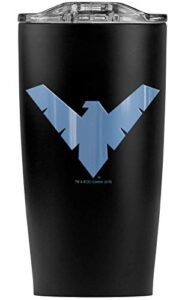 batman nightwing logo stainless steel tumbler 20 oz coffee travel mug/cup, vacuum insulated & double wall with leakproof sliding lid | great for hot drinks and cold beverages