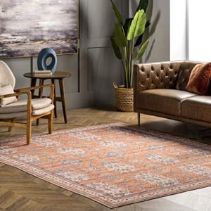 nuloom sky machine washable global inspired area rug, 4' x 6', rust