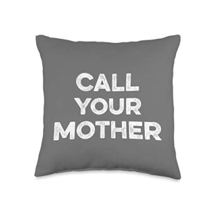 college freshman dorm decor gift for college student funny, call your mother throw pillow, 16x16, multicolor