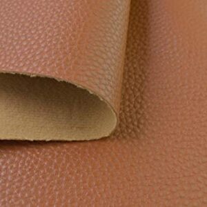 Wento 0.9mm Thick 2 Yards Sofa Lychee Skin Camel Faux Leather Fabric Wearproof PU Leather for Furniture Car Seat Upholster Pleather for Furniture Cover(#8,2 Yards)