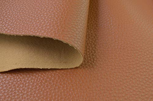 Wento 0.9mm Thick 2 Yards Sofa Lychee Skin Camel Faux Leather Fabric Wearproof PU Leather for Furniture Car Seat Upholster Pleather for Furniture Cover(#8,2 Yards)