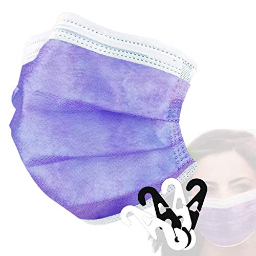 Ceybo ASTM Level 3 Disposable 4-Ply Face Mask - Made in USA Filtration Efficiency ≥ 98% For Travel, Offices, Business and Personal Care with Ear Savers (20 Pack, Lavender + Light Blue)