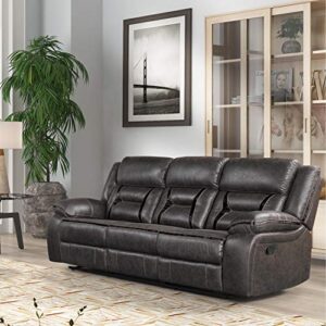 roundhill furniture elkton manual motion recliner with storage console, sofa, dark chesnut