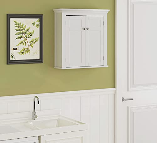 Spirich Home Bathroom Cabinet Wall Mounted, Hanging Bathroom Storage Cabinet Over Toilet, Medicine Cabinet with Doors and Shelves (White)