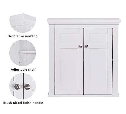 Spirich Home Bathroom Cabinet Wall Mounted, Hanging Bathroom Storage Cabinet Over Toilet, Medicine Cabinet with Doors and Shelves (White)