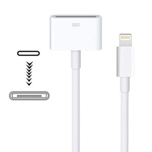 apple lightning to 30 pin adapter,mfi certified 8 pin male to 30 pin female connector converter with iphone lightning charger cable cord compatible iphone 12 11 x 8 7 6p 5s 4s 4 3 3g/ipad/ipod white