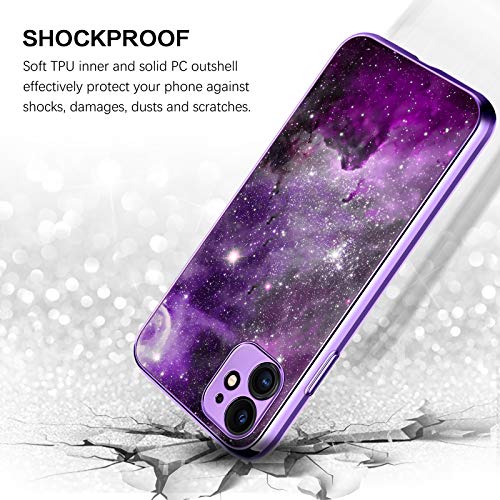 BENTOBEN iPhone 11 Case, Slim Fit Glow in The Dark Hybrid Hard PC Soft TPU Bumper Drop Protective Girls Women Men Phone Cover for iPhone 11 6.1 inch, Purple Galaxy