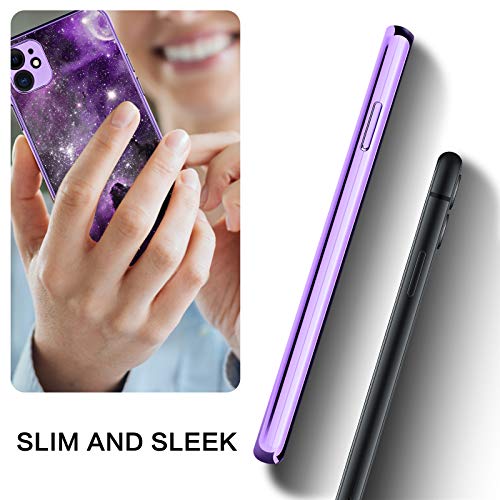 BENTOBEN iPhone 11 Case, Slim Fit Glow in The Dark Hybrid Hard PC Soft TPU Bumper Drop Protective Girls Women Men Phone Cover for iPhone 11 6.1 inch, Purple Galaxy