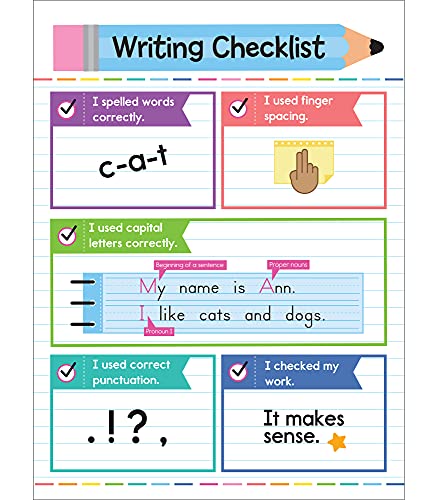 Carson Dellosa Writing Checklist Chart—Student Check Writing Guide for Editing and Revising, English Language Arts Homeschool or Classroom Decor (17" x 22")