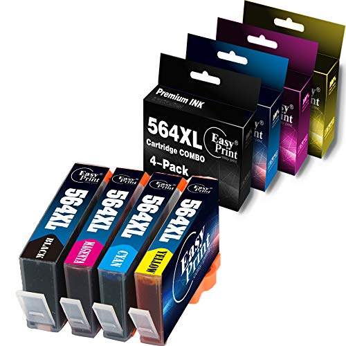 EASYPRINT Compatible (4-Pack, 1-Black, 1-Cyan, 1-Magenta, 1-Yellow) 564XL Ink Cartridges 564 for HP DeskJet 3520 3522 Officejet 4620 Photosmart D5520 D6510 D6515 D6520 D7520 D7525 D7560 B209A B210A